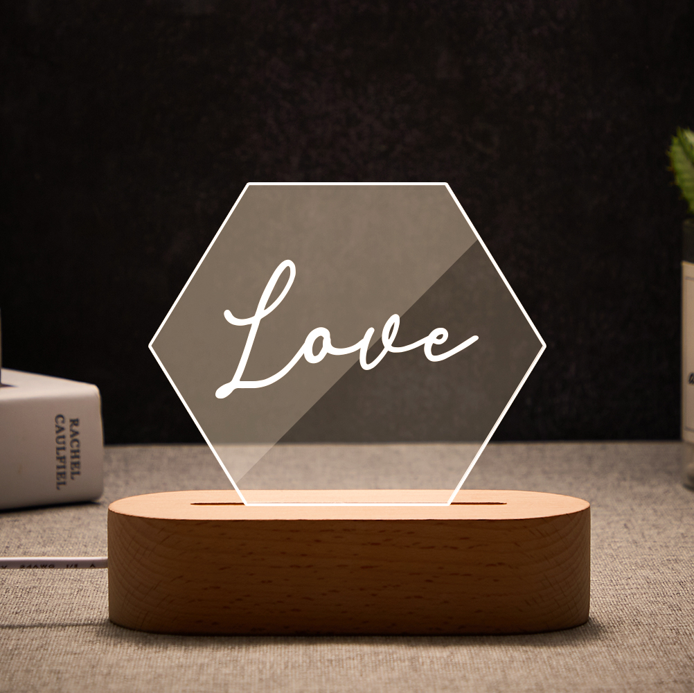 Personalized Hexagonal Acrylic Night Light with Name | MadeMine