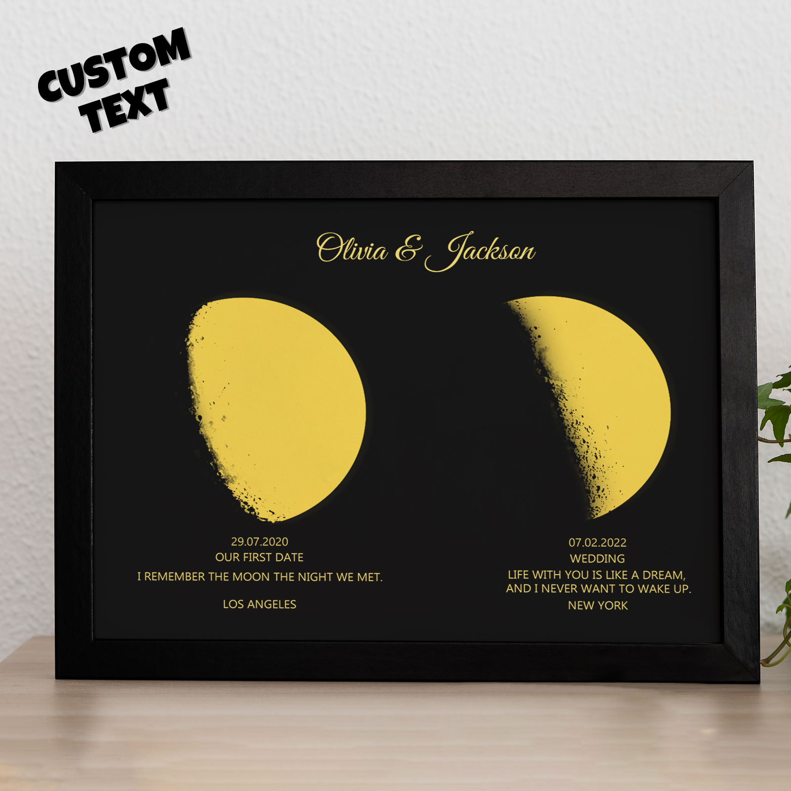 Mother's Day Gifts Custom Moon Phase and Names Wooden Frame with ...