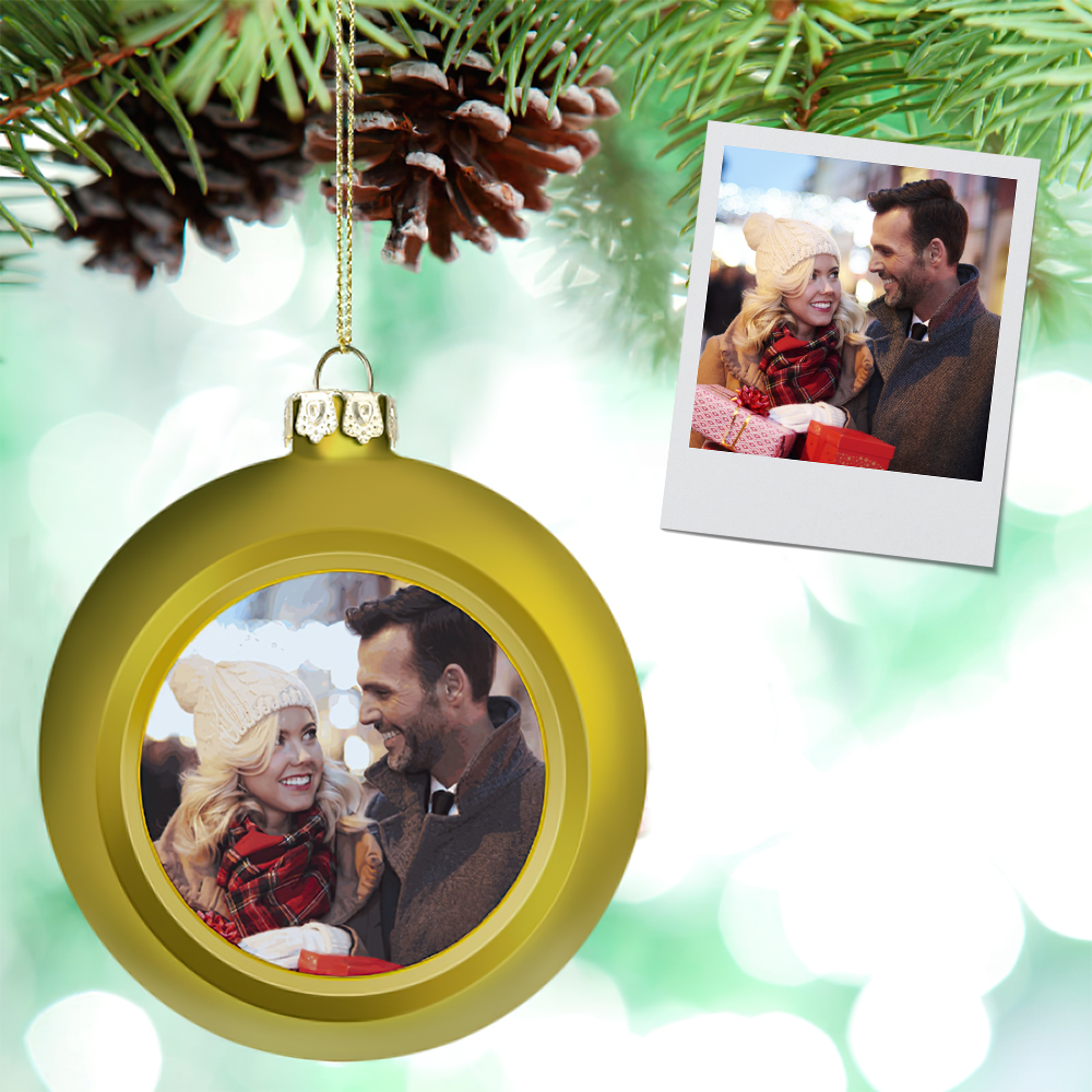 Personalized Photo Christmas Ball Ornament – Custom Holiday Tree ...