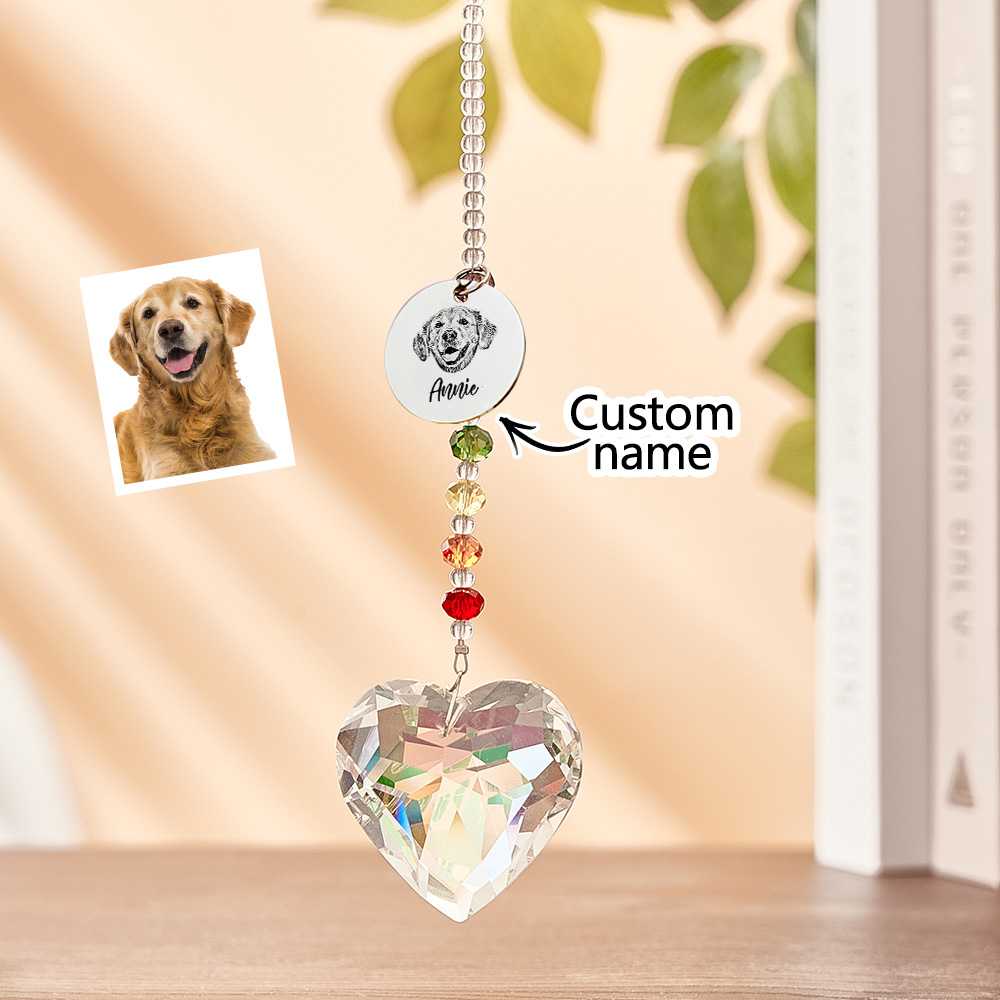Custom Rainbow Suncatcher Pet Memorial Crystal Rainbow Bridge Gift for Pet Lovers - MadeMine ...