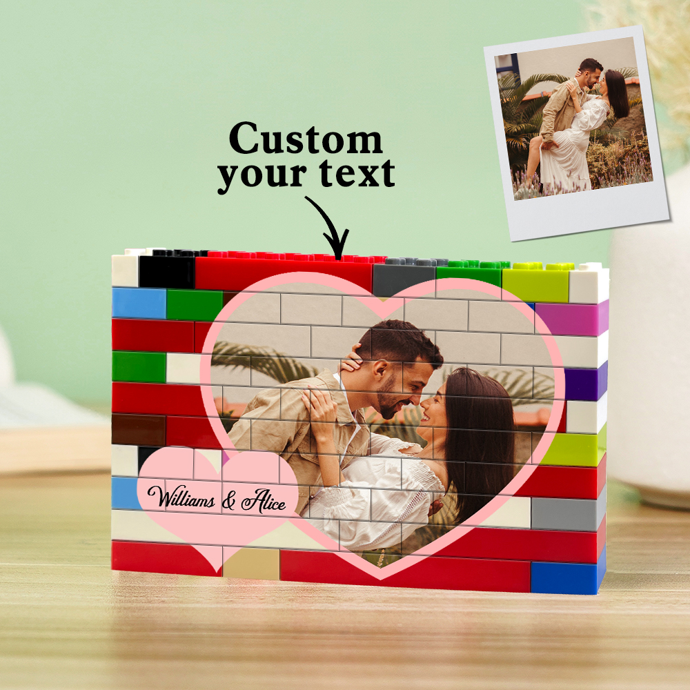 Personalized Heart Photo Block Puzzle Colors Building Brick | MadeMine
