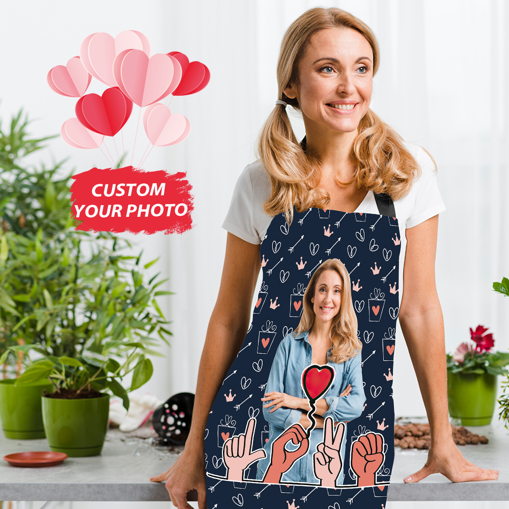 Customised Cooking Apron Personalized Photo I Love You Apron | MadeMine