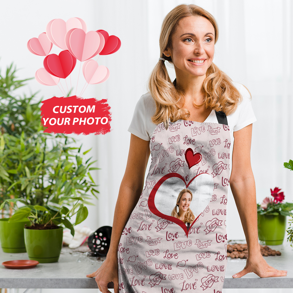 Personalized Heart Photo Apron Pink Love Valentine Apron - MadeMine ...