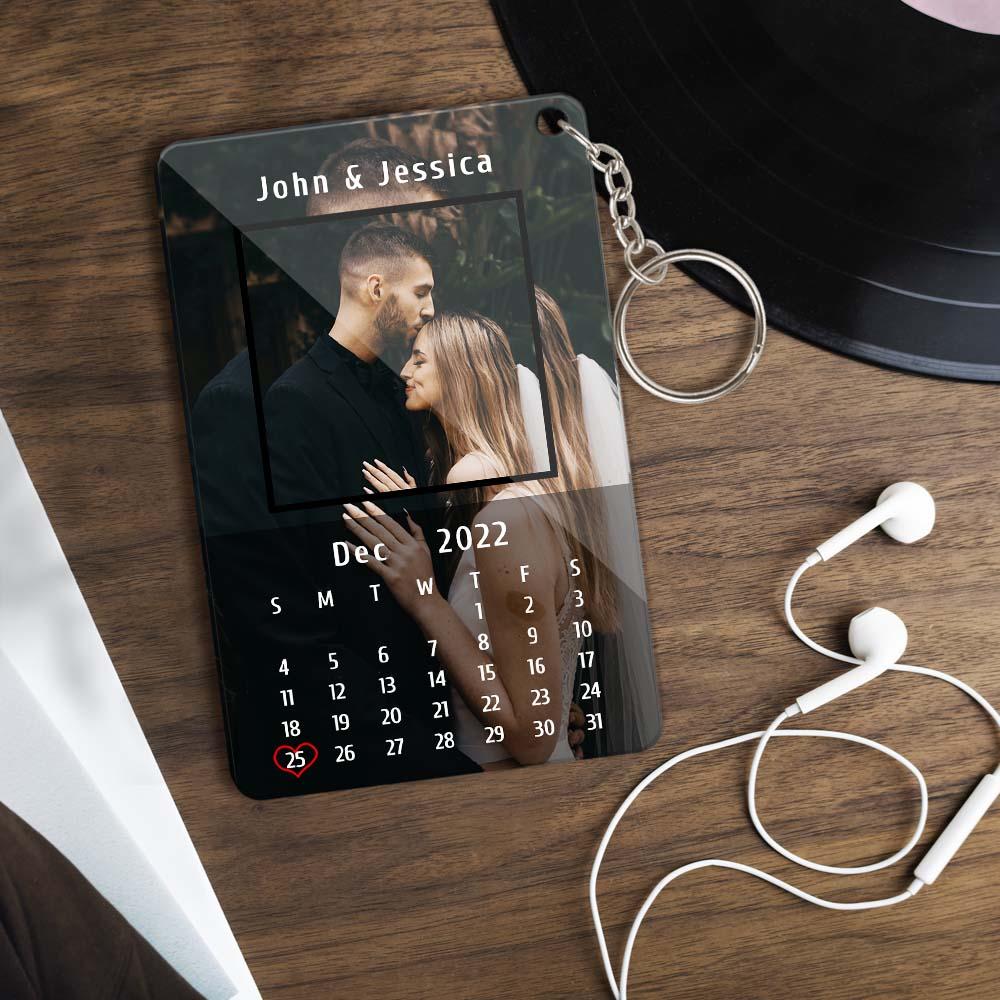 Custom Calendar Couples Key Ring Acrylic Keychain with Photo and Text ...